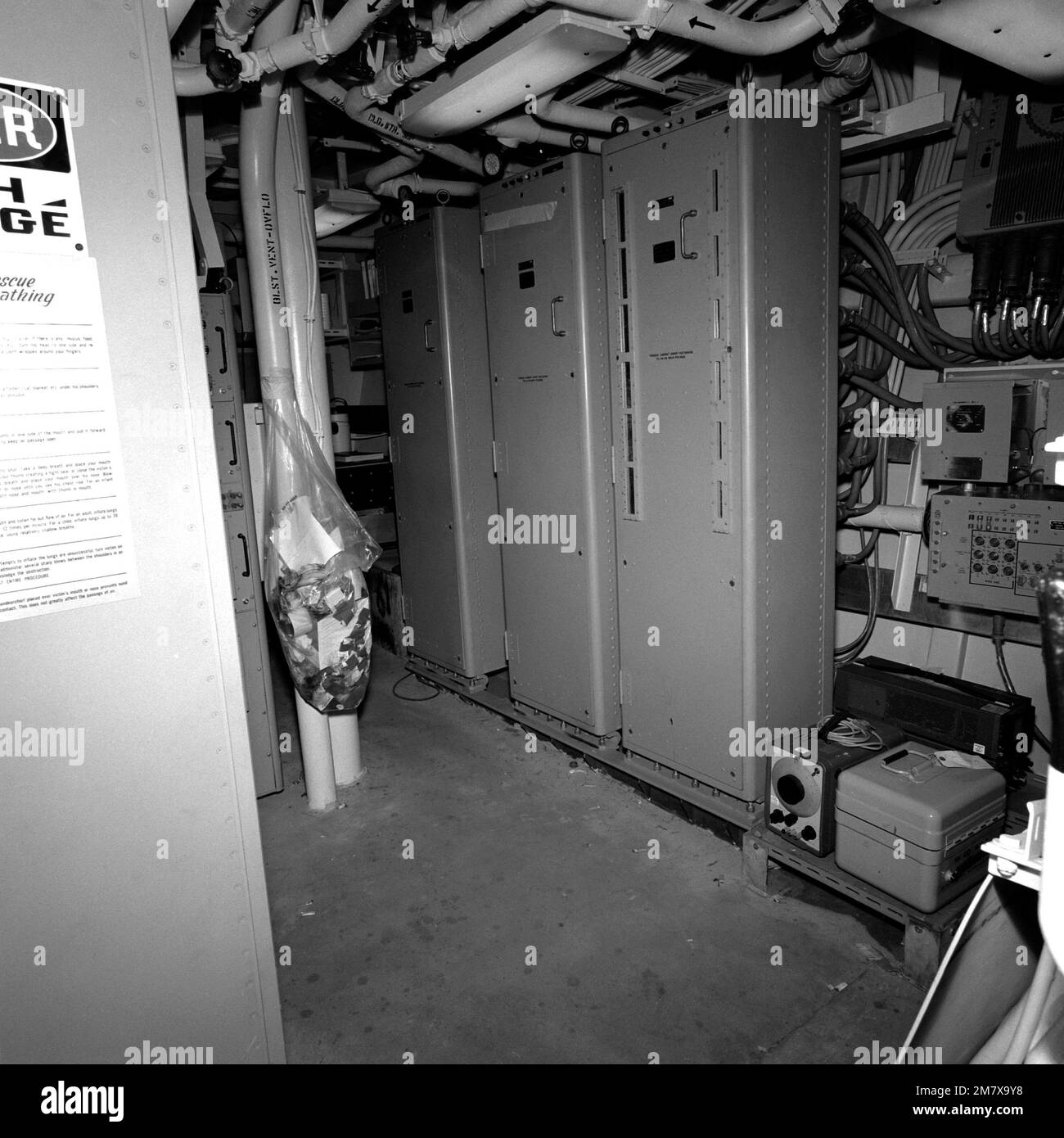 The sonar equipment room aboard the guided missile frigate UNDERWOOD ...