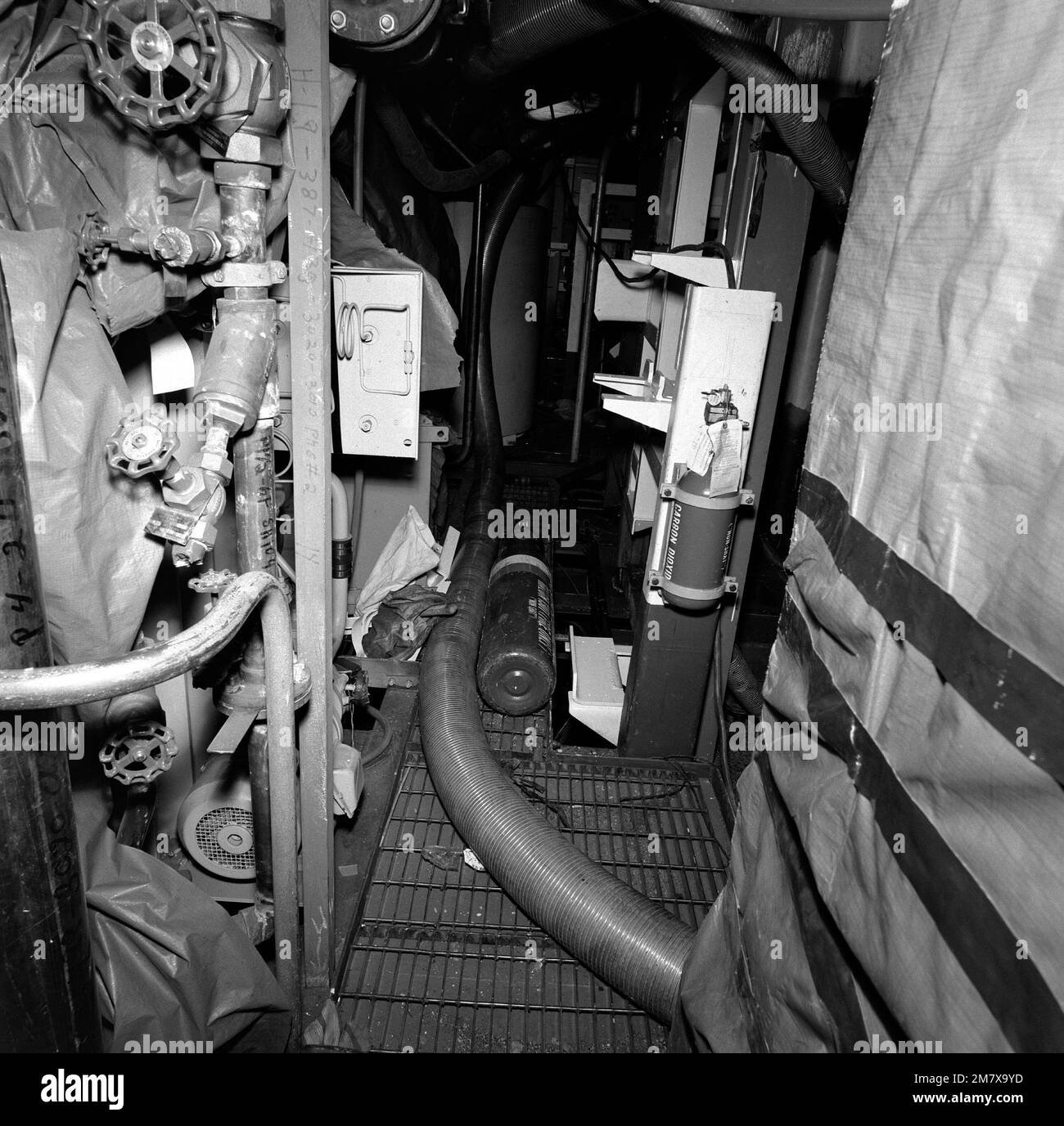 The auxiliary machinery room No. 3 aboard the guided missile frigate DE ...