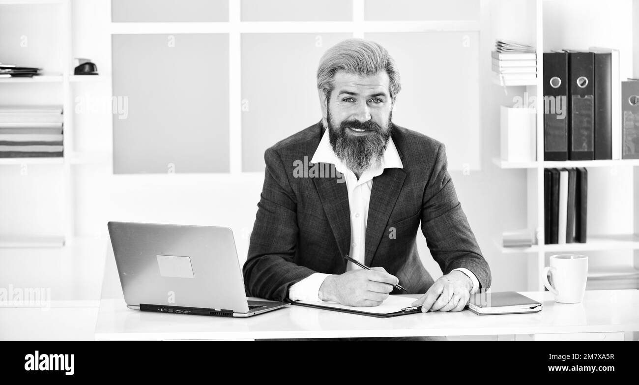 Confidence and charisma. boss in workplace. modern office life. distant ...