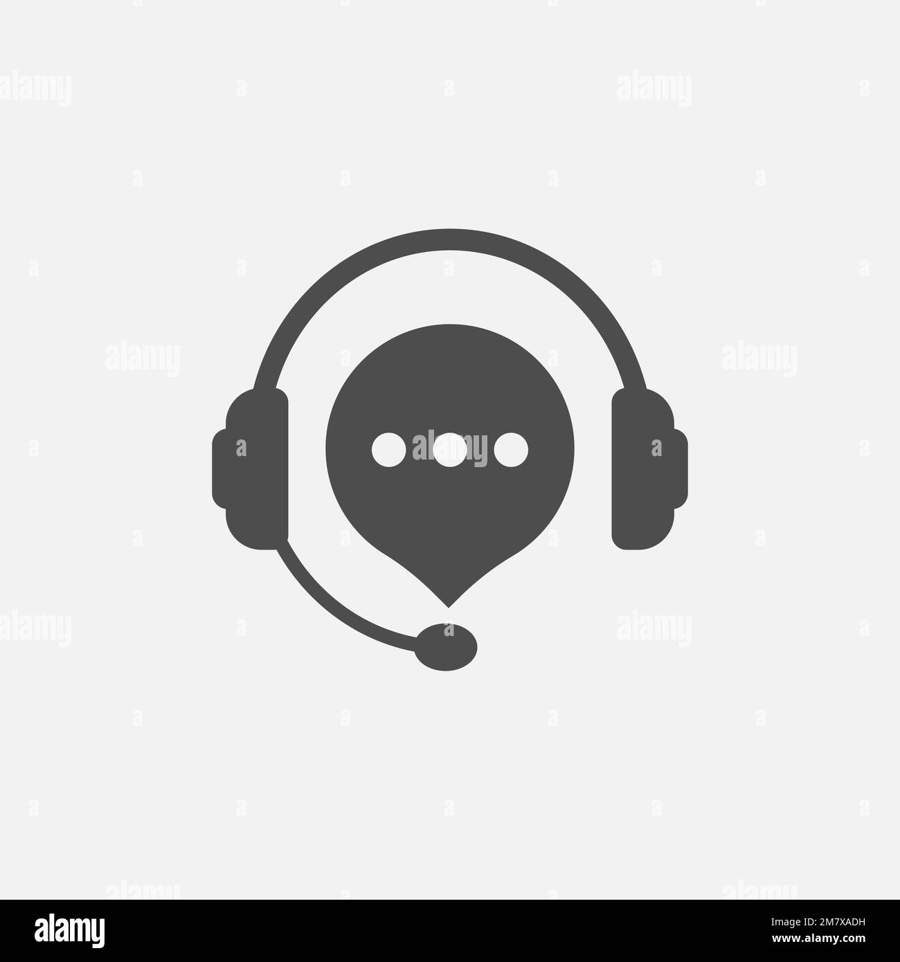 hotline support service with headphones icon isolated on white ...