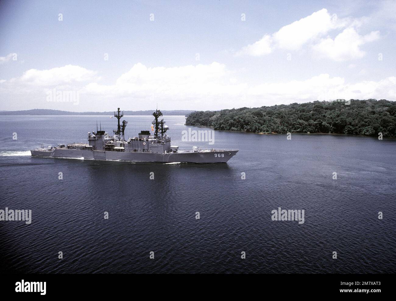 A starboard beam view of the destroyer USS ARTHUR W. RADFORD (DD-968 ...