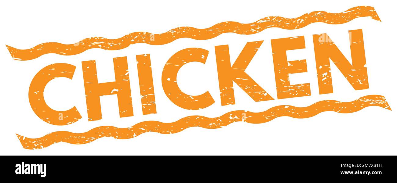 CHICKEN text written on orange lines stamp sign Stock Photo - Alamy