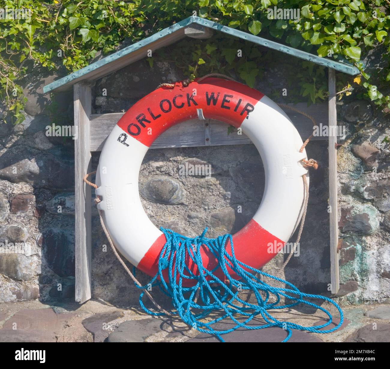 life saving ring at Porlock weir harbour on the somerset coast Stock ...