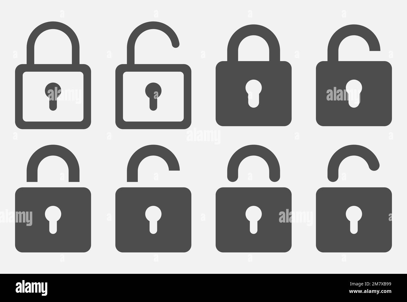 locked icon set isolated on white background. Vector illustration. Eps ...
