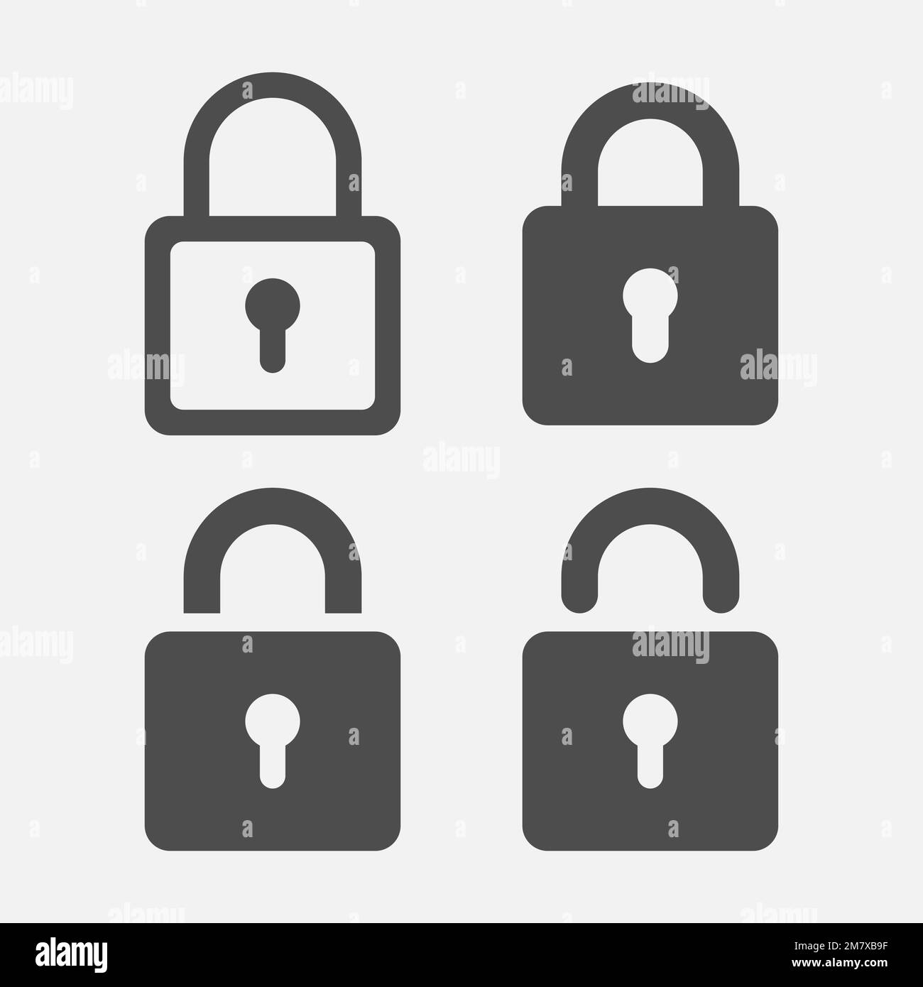 locked icon set isolated on white background. Vector illustration. Eps ...
