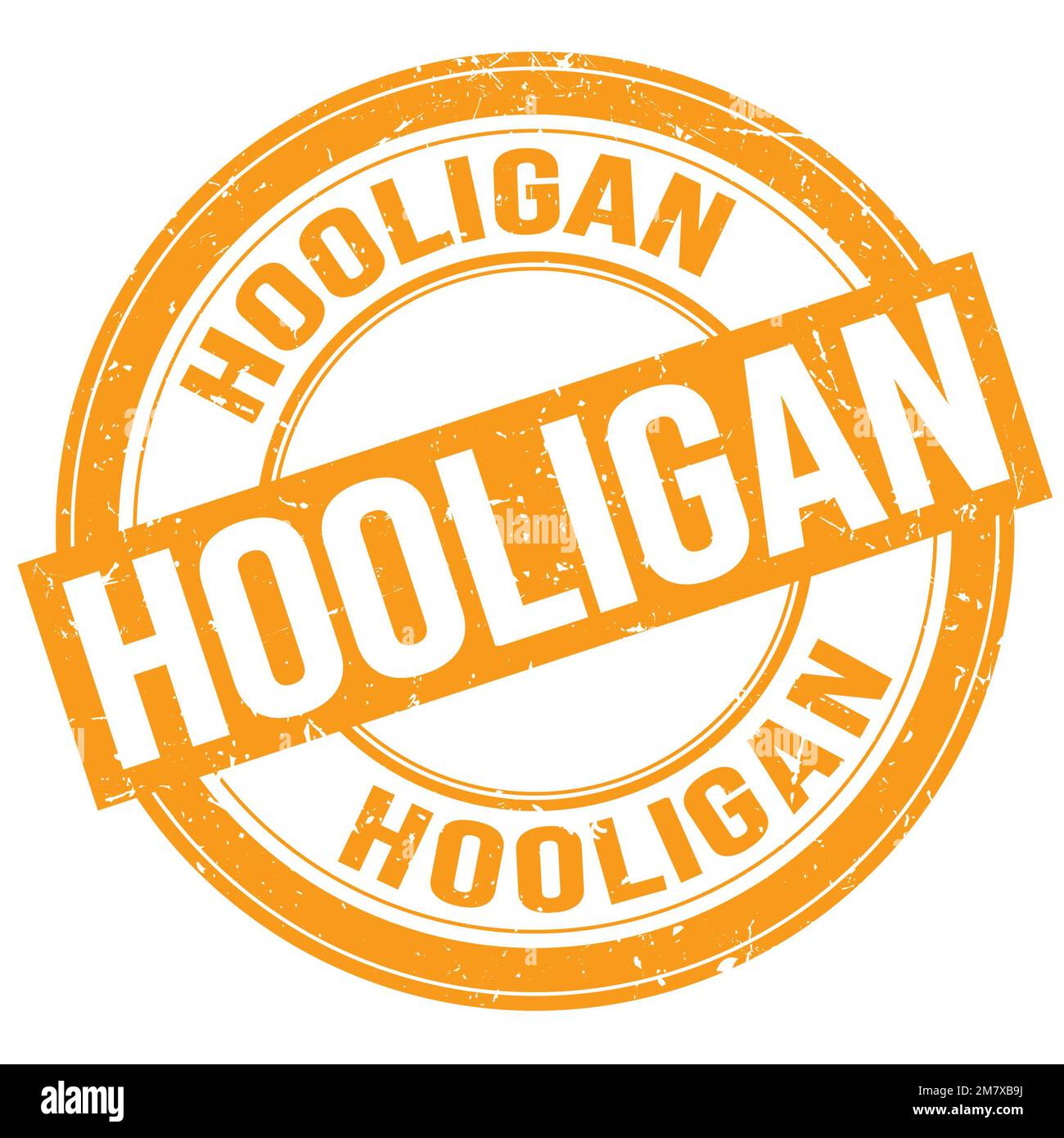 HOOLIGAN text written on orange round grungy stamp sign Stock Photo - Alamy