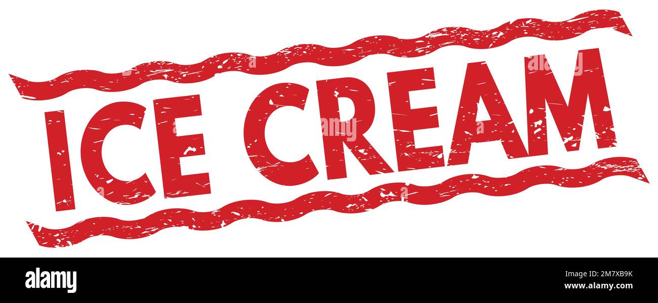 ICE CREAM text written on red lines stamp sign Stock Photo - Alamy