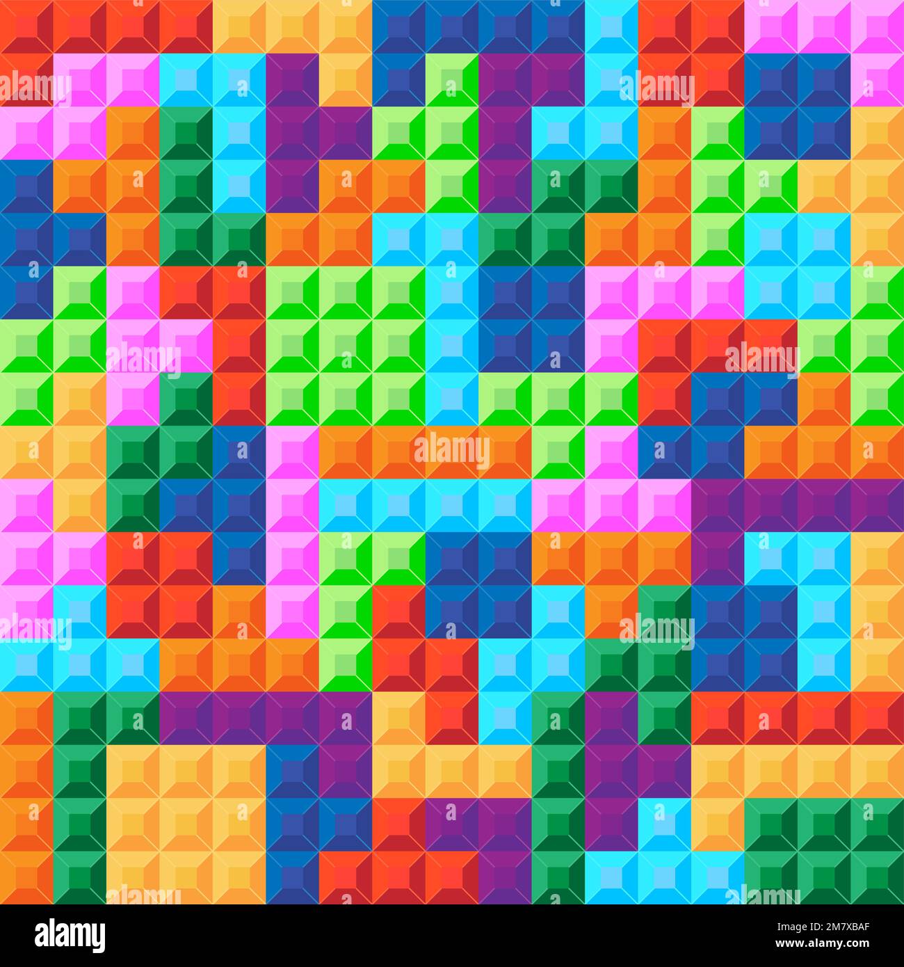 Old video game square template. Brick pieces game background. Vector ...