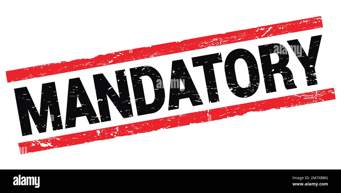 MANDATORY text written on black-red rectangle stamp sign Stock Photo ...