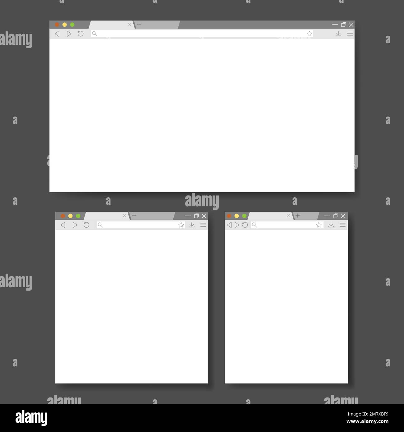 Set of Flat blank browser windows for different devices isolated on ...