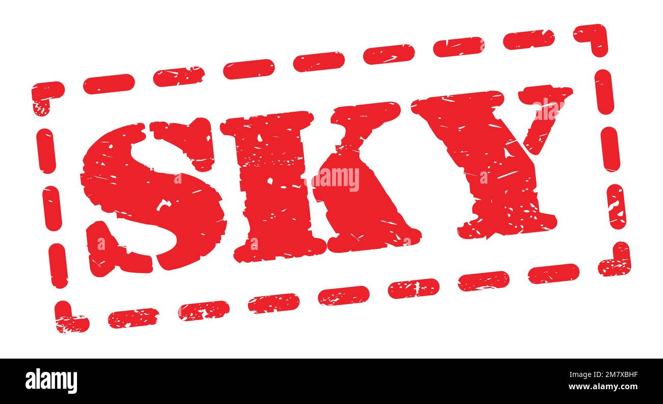 SKY text written on red dash stamp sign Stock Photo - Alamy