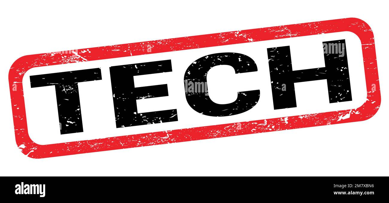 TECH text written on red-black rectangle stamp sign Stock Photo - Alamy