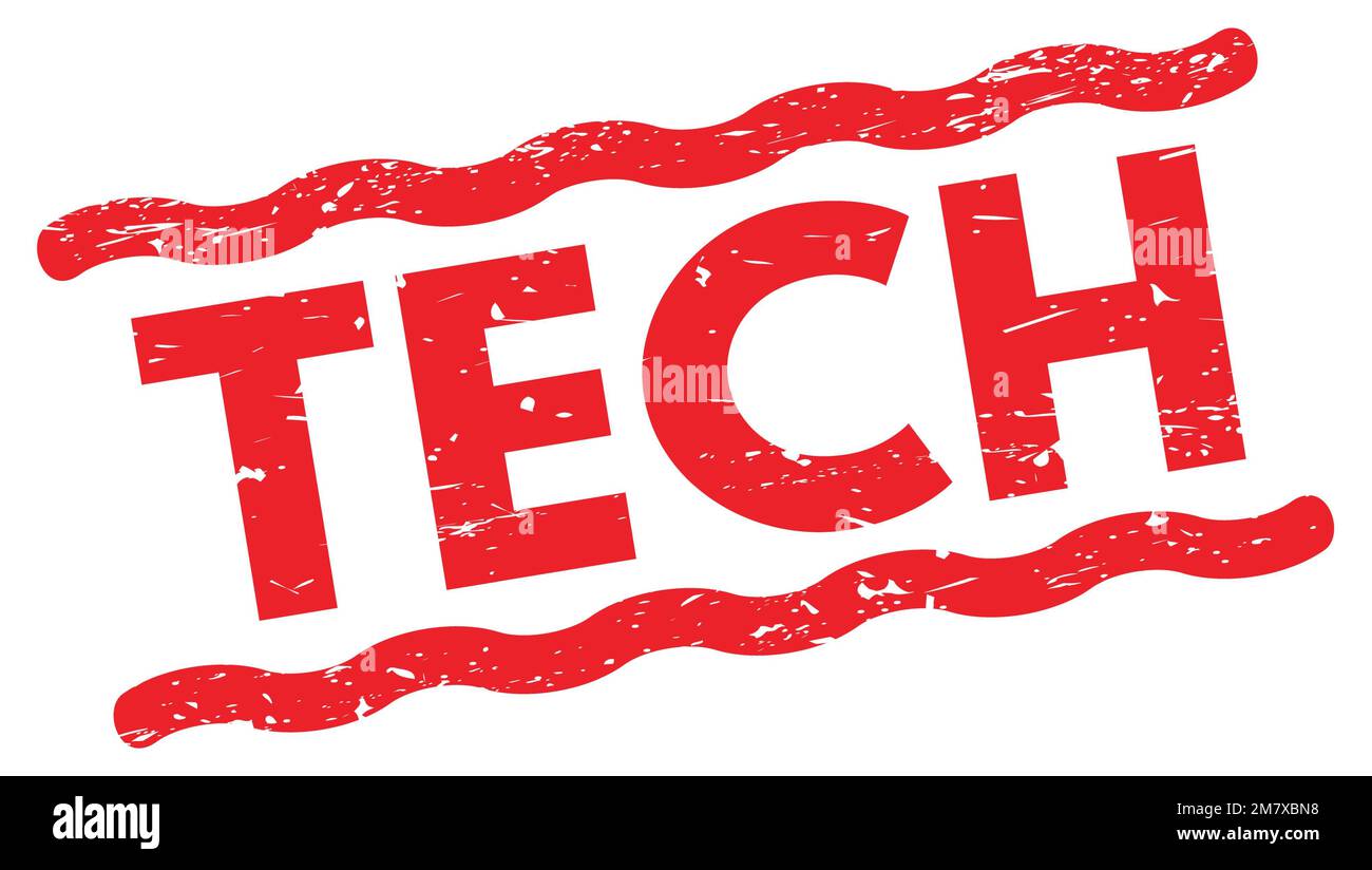 TECH text written on red lines stamp sign Stock Photo - Alamy