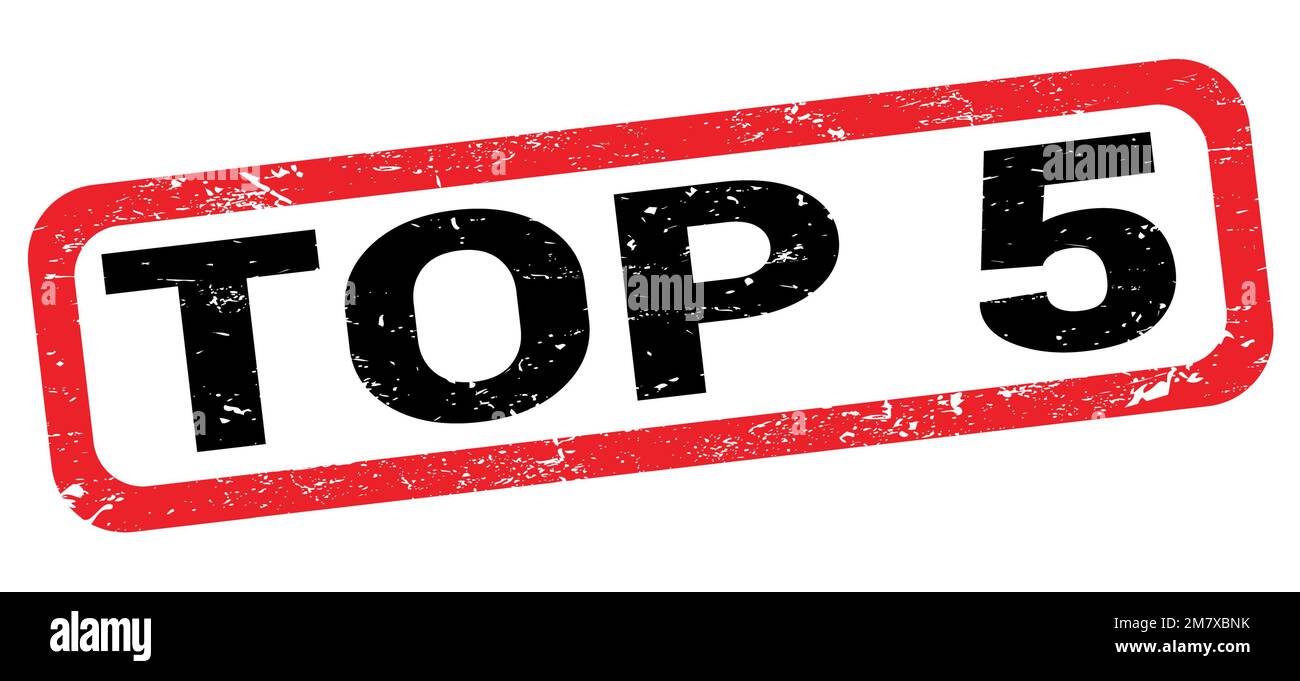 TOP 5 text written on red-black rectangle stamp sign Stock Photo - Alamy