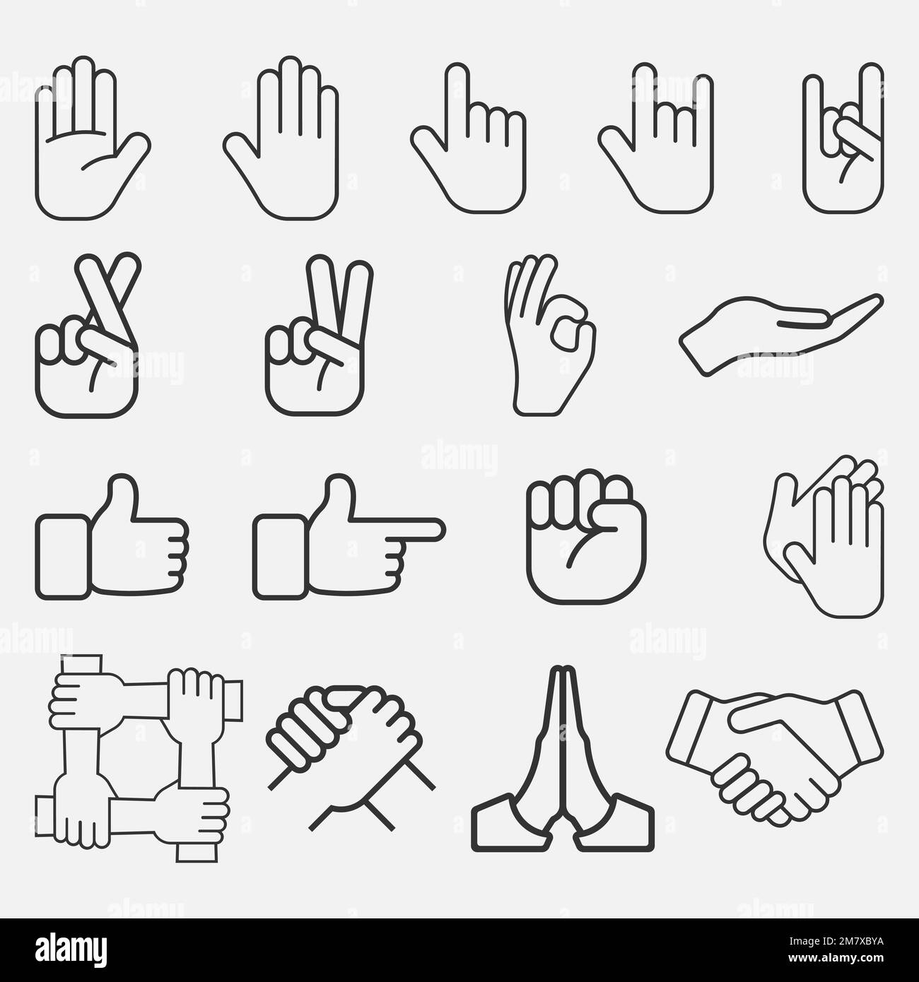 Hand icon set isolated on white background. Vector illustration. Eps 10 ...