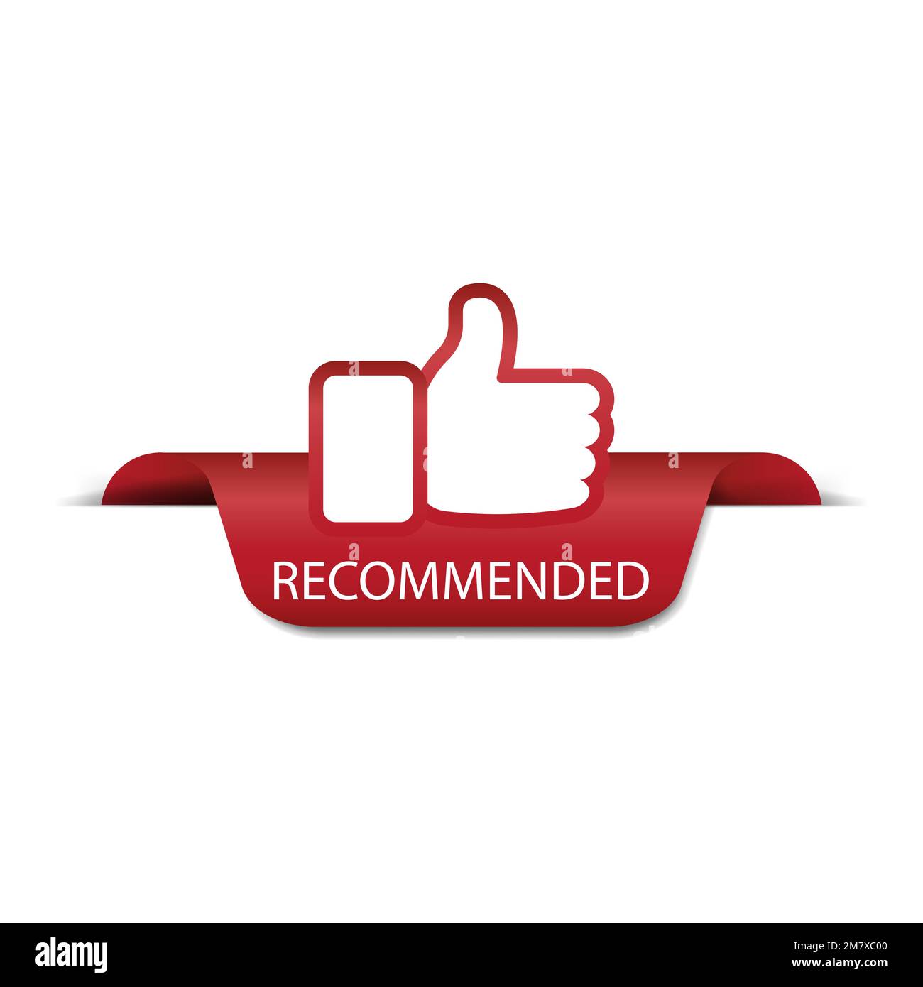 Banner recommended with thumb up icon isolated on white background ...