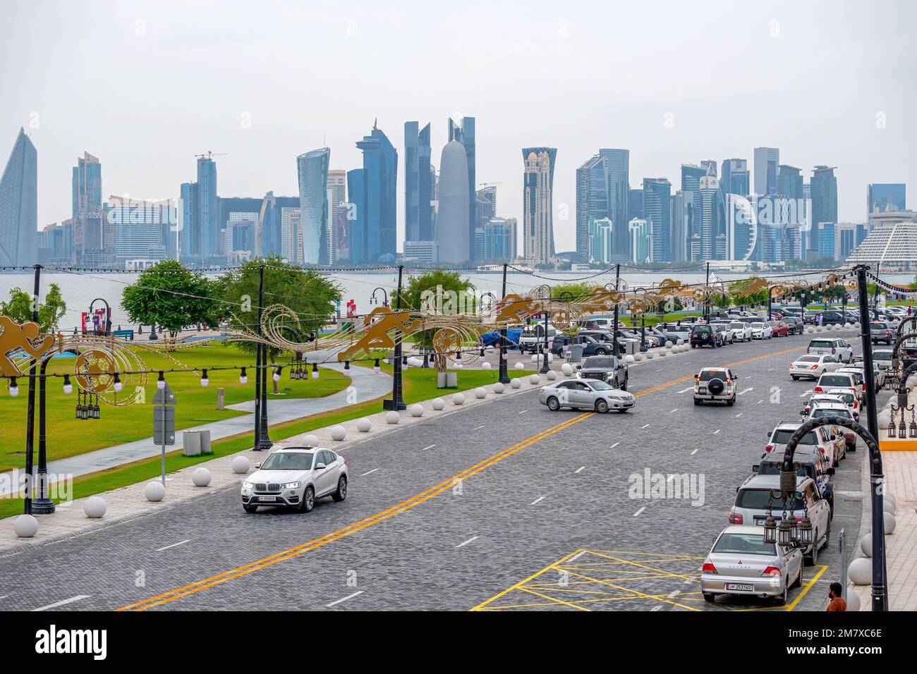 Doha Skyline view form Mina Port Doha Qatar Stock Photo - Alamy