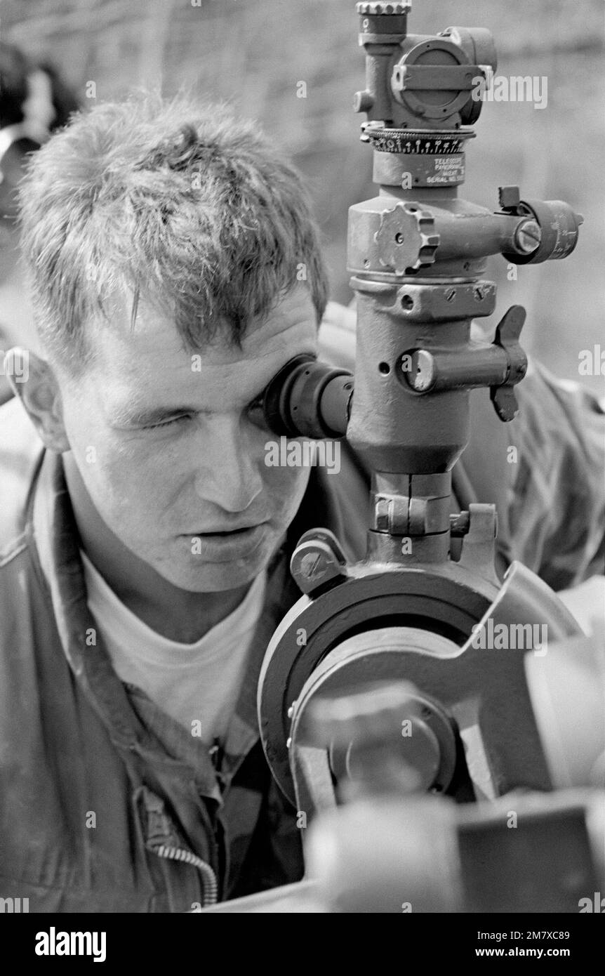 Lance Corporal Jim Graves of gun team-4, D Battery, 12th Marines, uses ...
