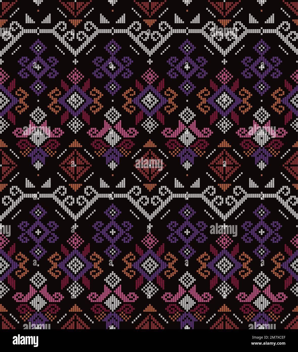 Filipino folk art Yakan weaving inspired vector seamless pattern ...