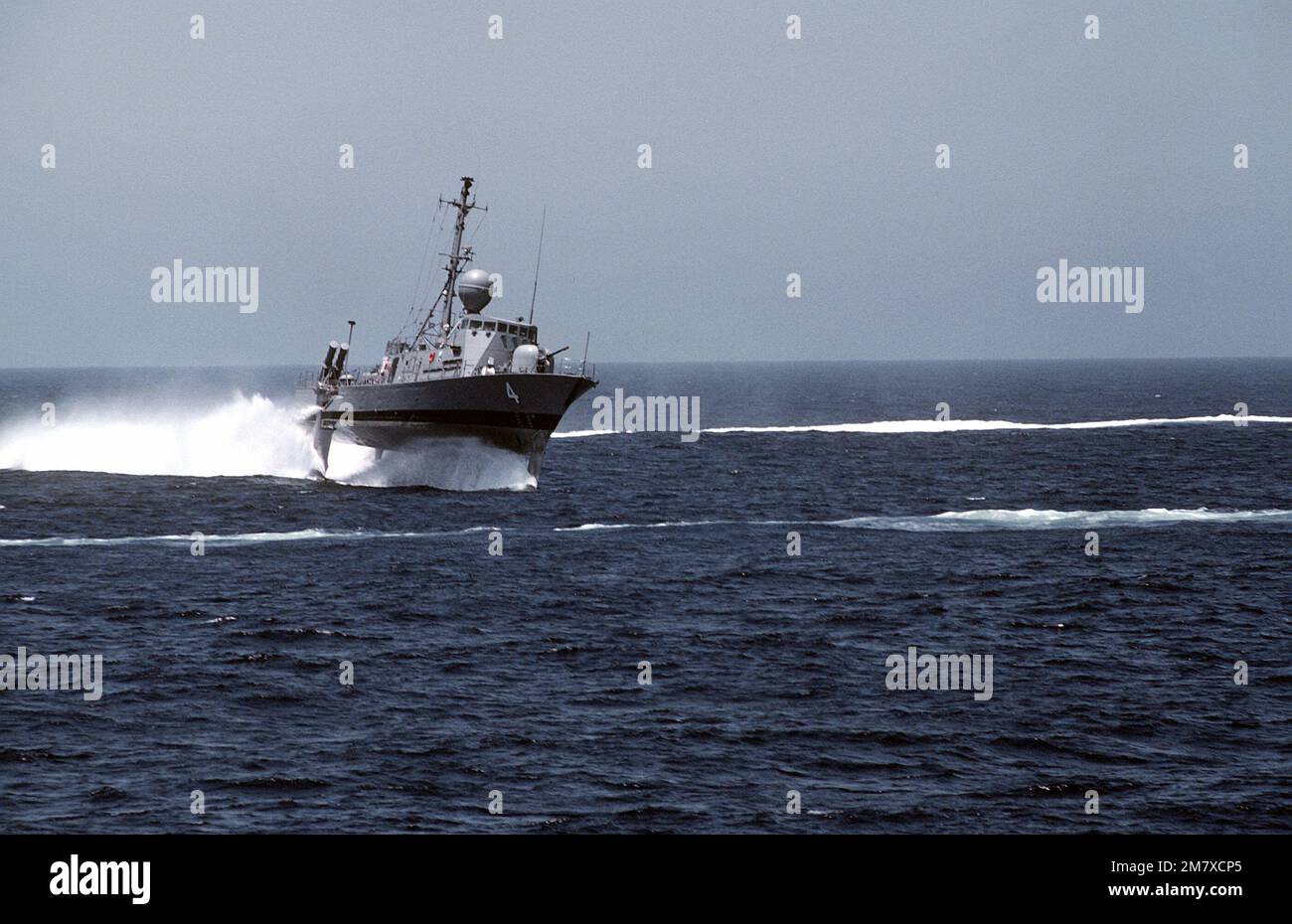 A starboard bow view of the hydrofoil USS AQUILA (PHM-4) equipped with ...