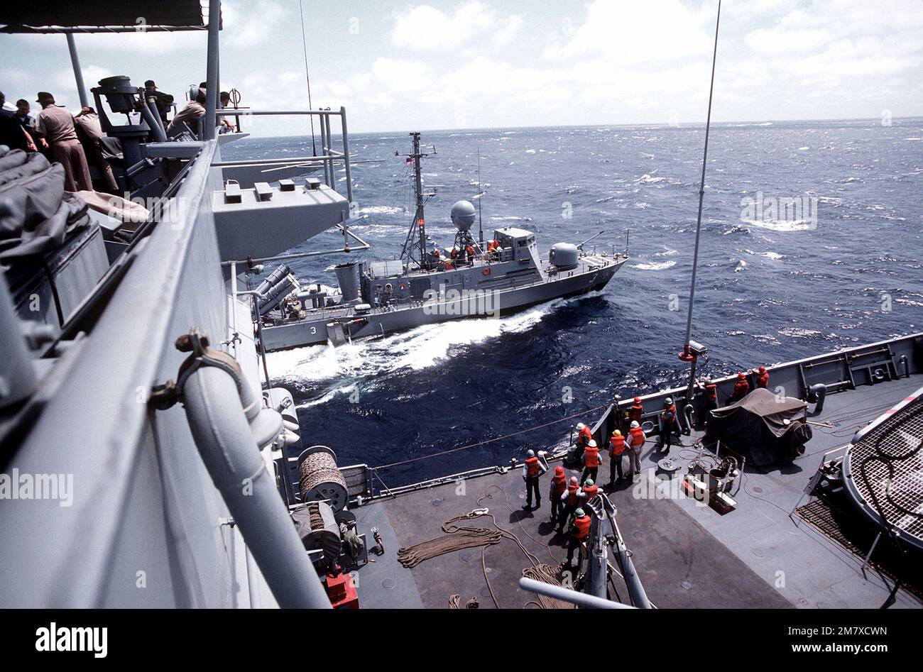 A starboard beam view of the hydrofoil USS TAURUS (PHM-3) taken from ...