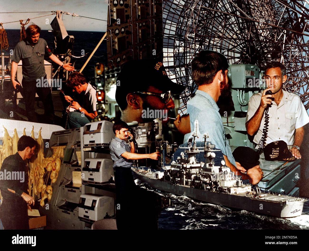 Original photographic montage featuring various Navy communications ...