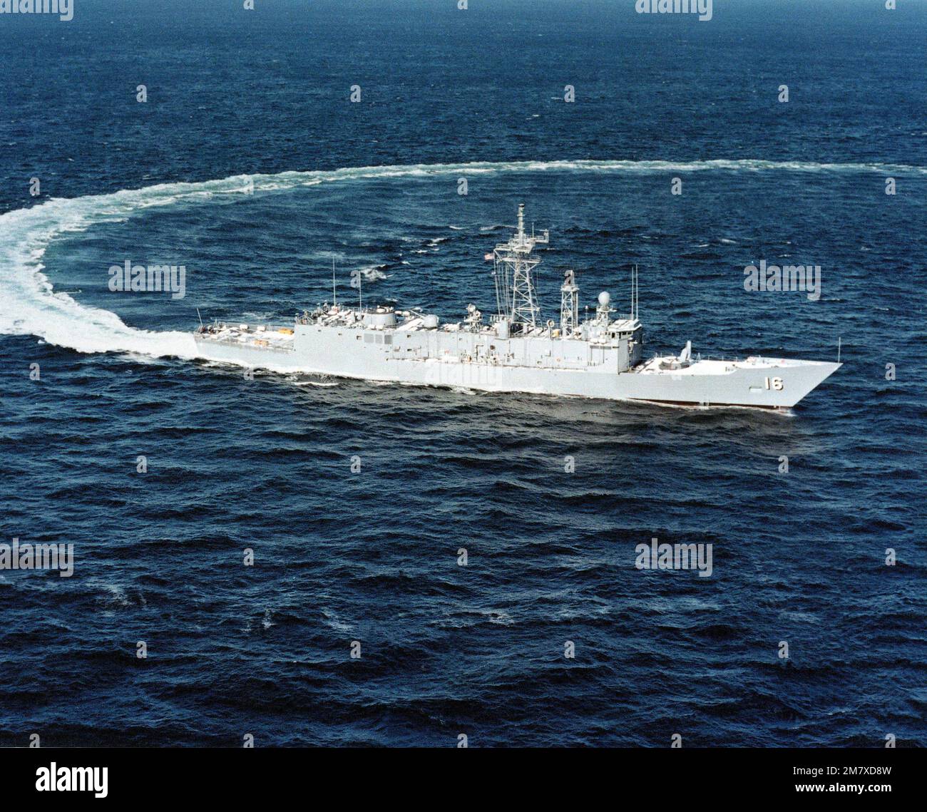 An aerial starboard beam view of the guided missile frigate USS CLIFTON ...
