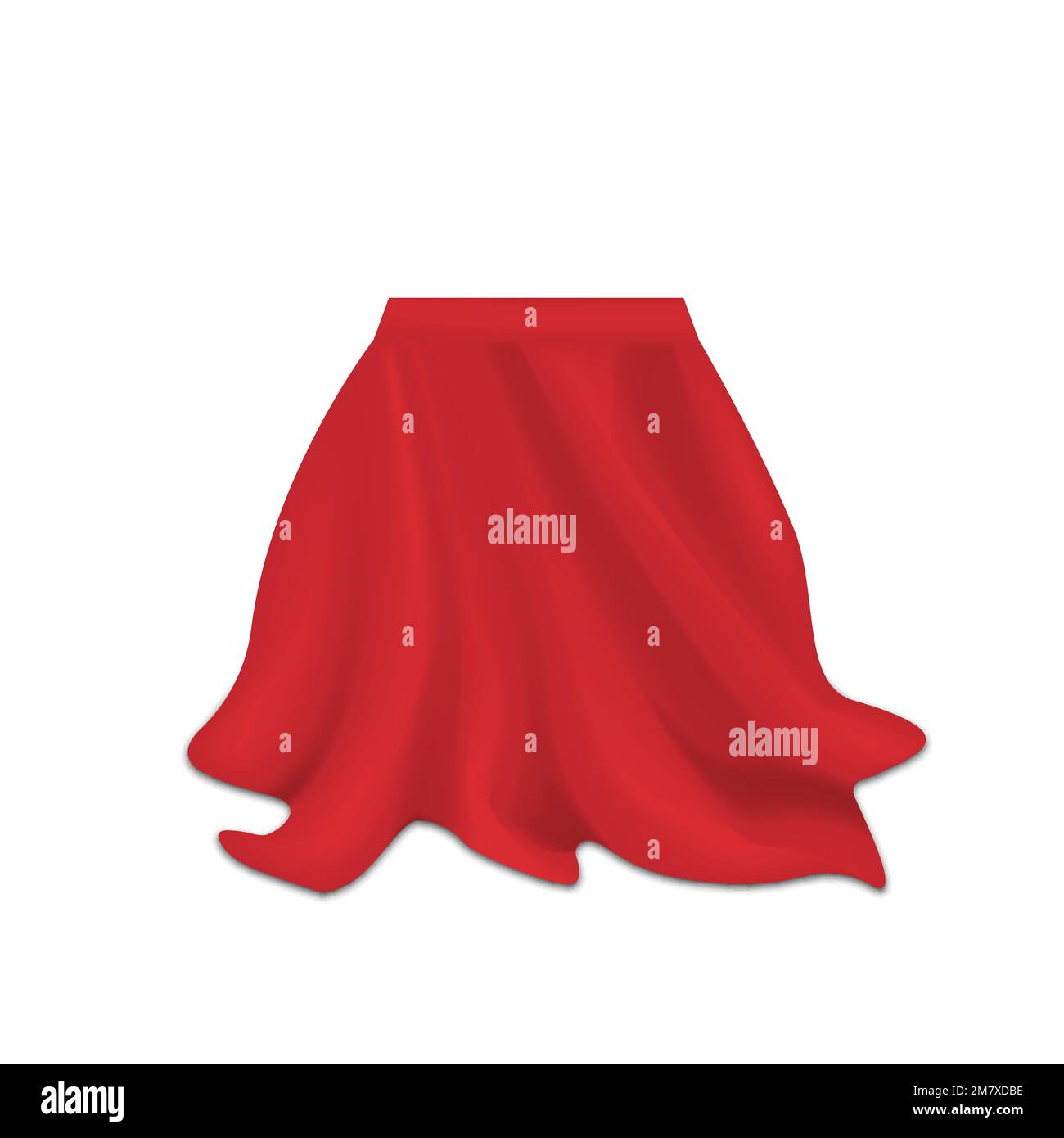 Realistic Box Covered With Red Silk Cloth Isolated On White Background