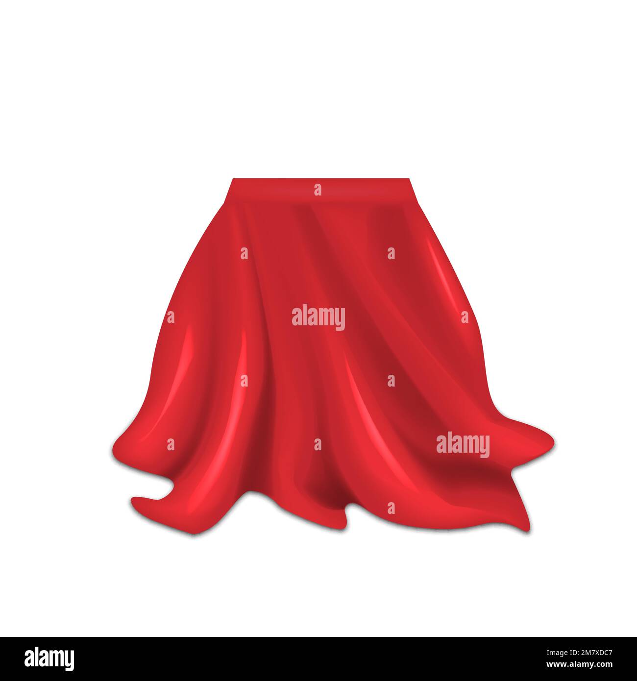 Realistic box covered with red silk cloth isolated on white background ...