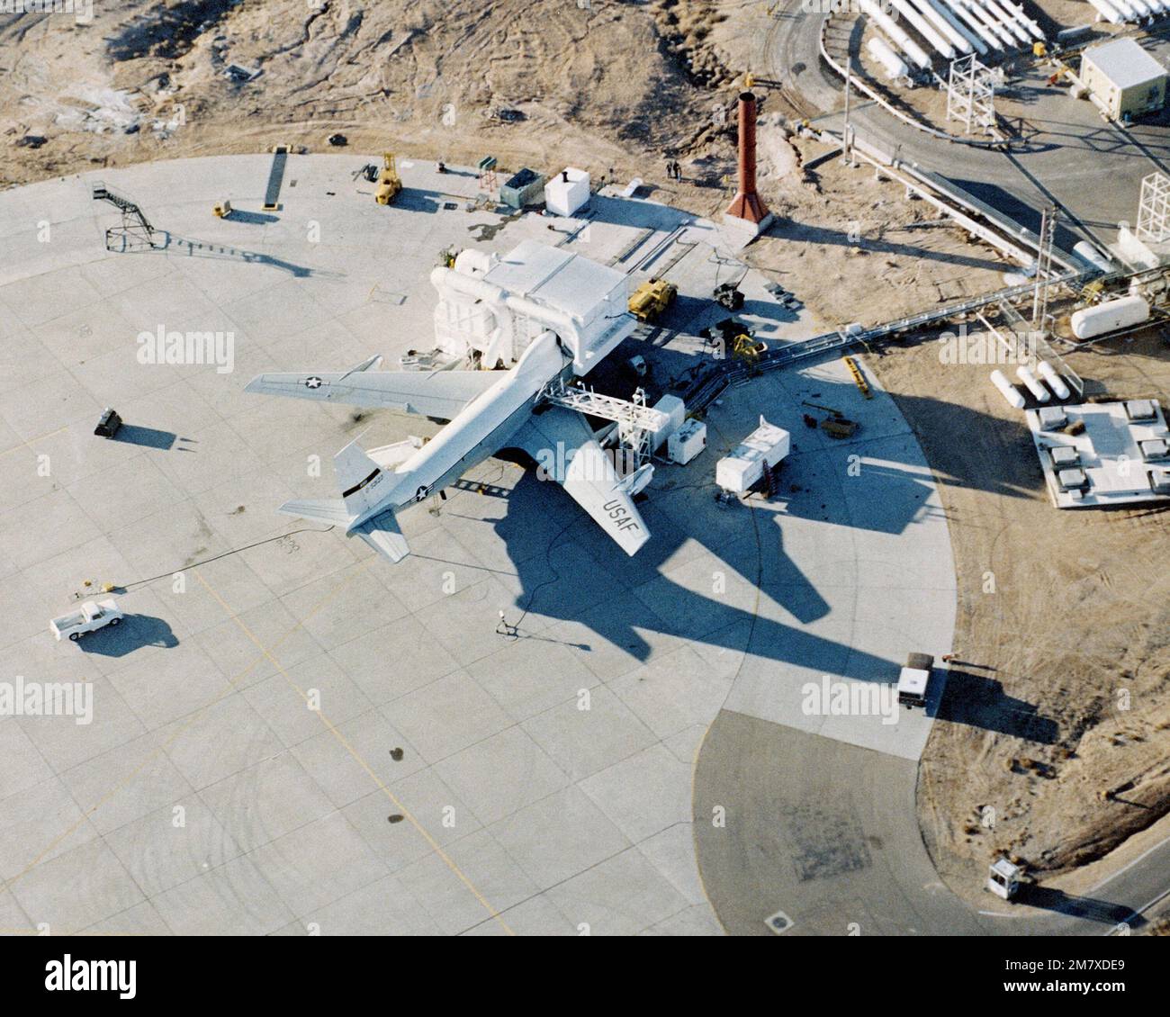 Top view of an NKC-135 airborne laser laboratory (ALL) aircraft on the ...