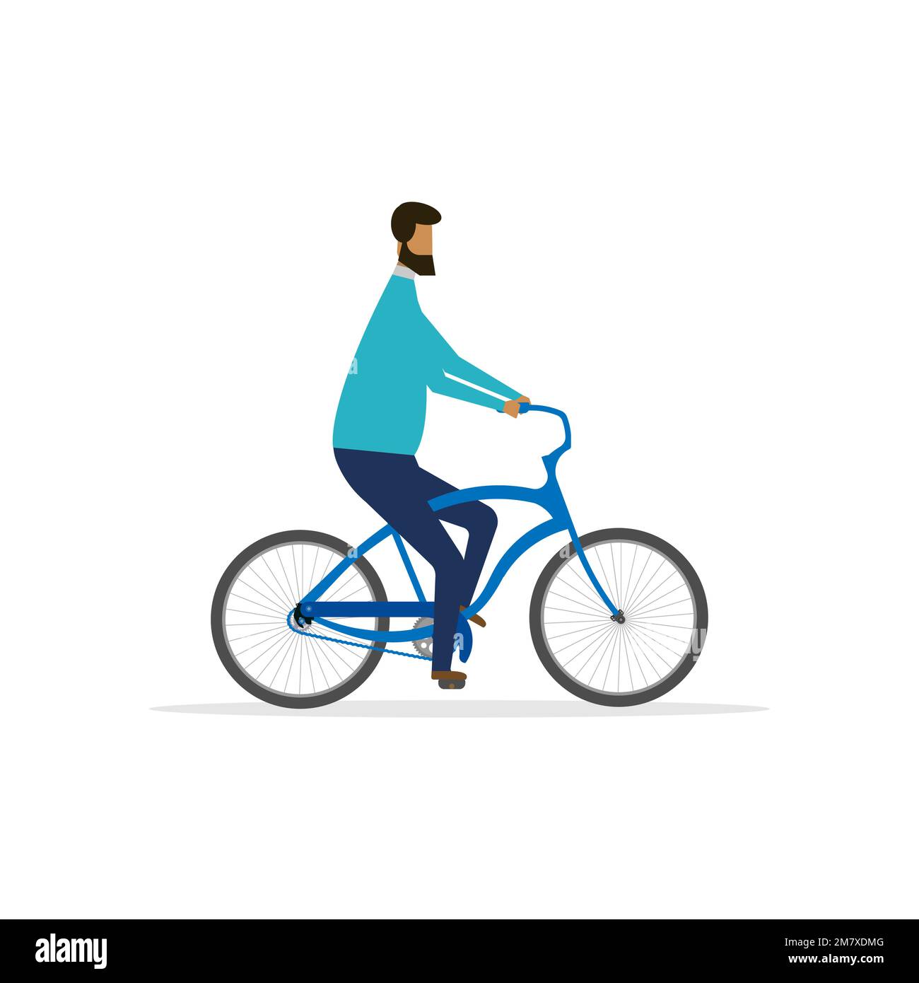 Man riding a bike isolated on white background. Vector illustration ...