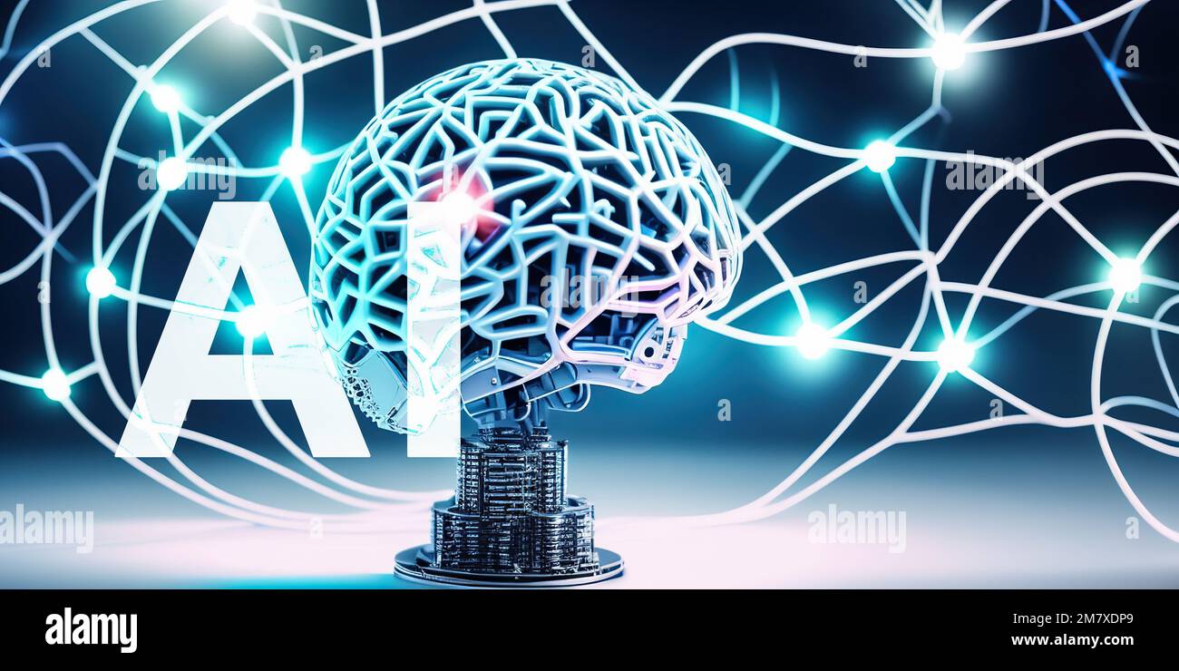 AI digital brain. AI head with neural network brain. Artificial ... AI digital brain. AI head with neural network brain. Artificial ...