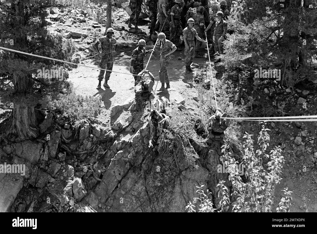 One rope bridge Black and White Stock Photos & Images - Alamy
