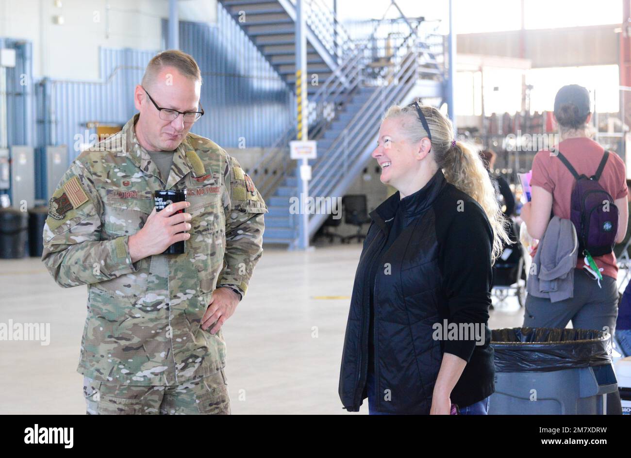 Col. Mike Curry, 58th Special Operations Wing commander, speaks with ...