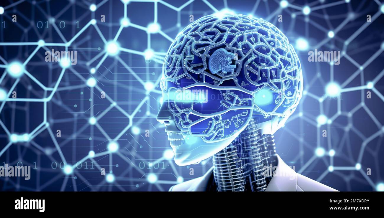 AI digital brain. AI head with neural network brain. Artificial ... AI digital brain. AI head with neural network brain. Artificial ...