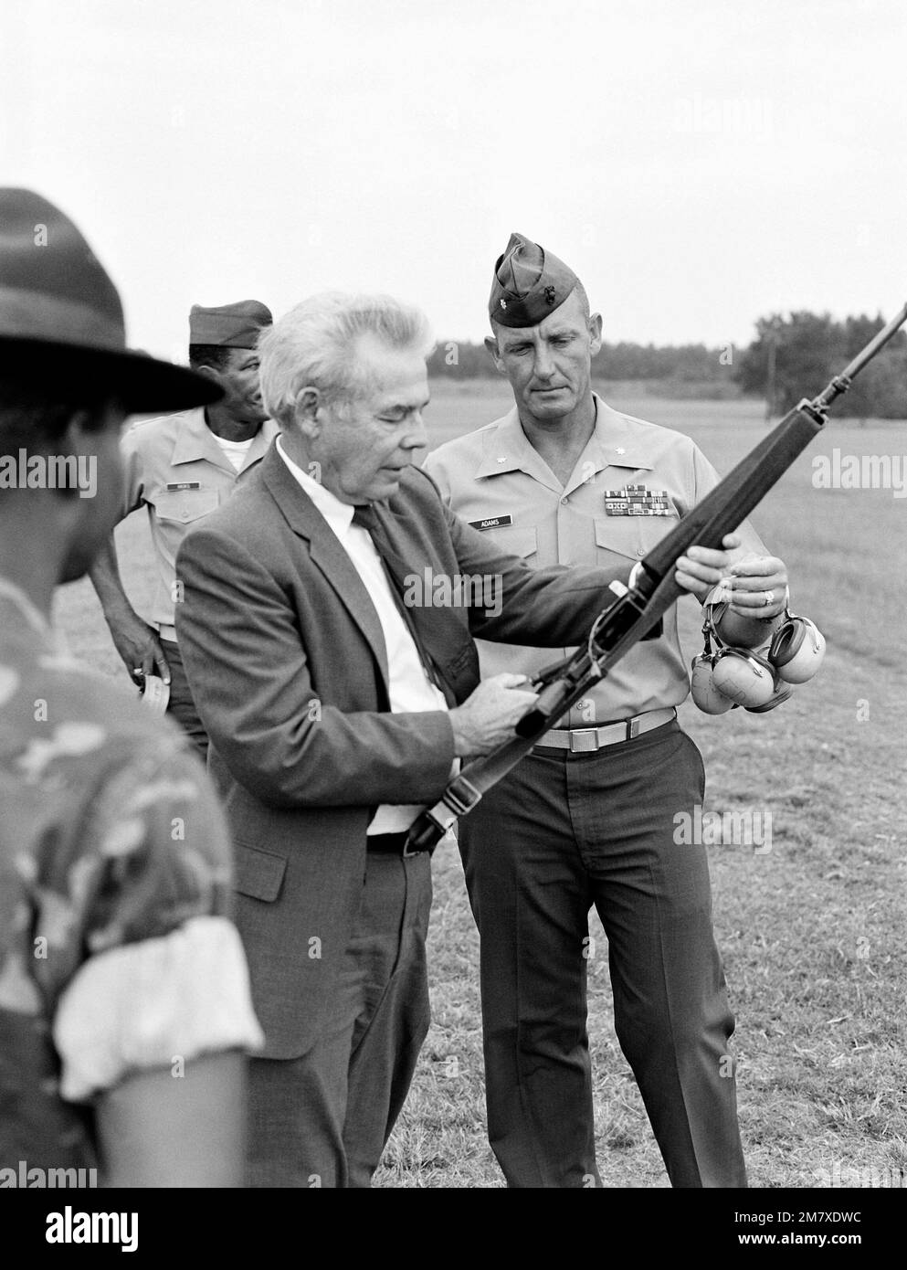 Sen. James J. Waddell and Colonel Adams of the Weapons Battalion ...