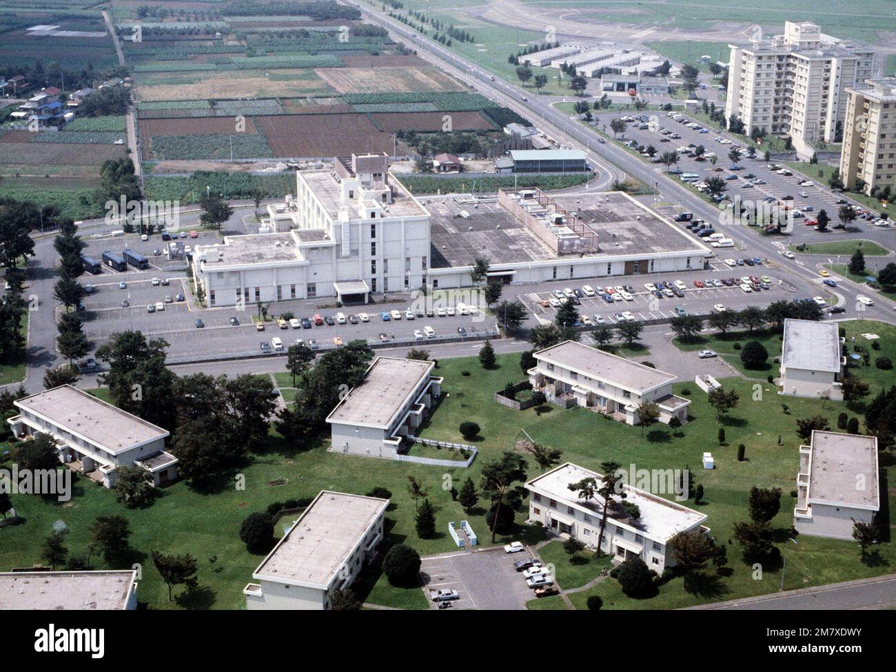 Aerial view of the front of the US Air Force hospital. Base: Yokota Air Base Country: Japan (JPN ...