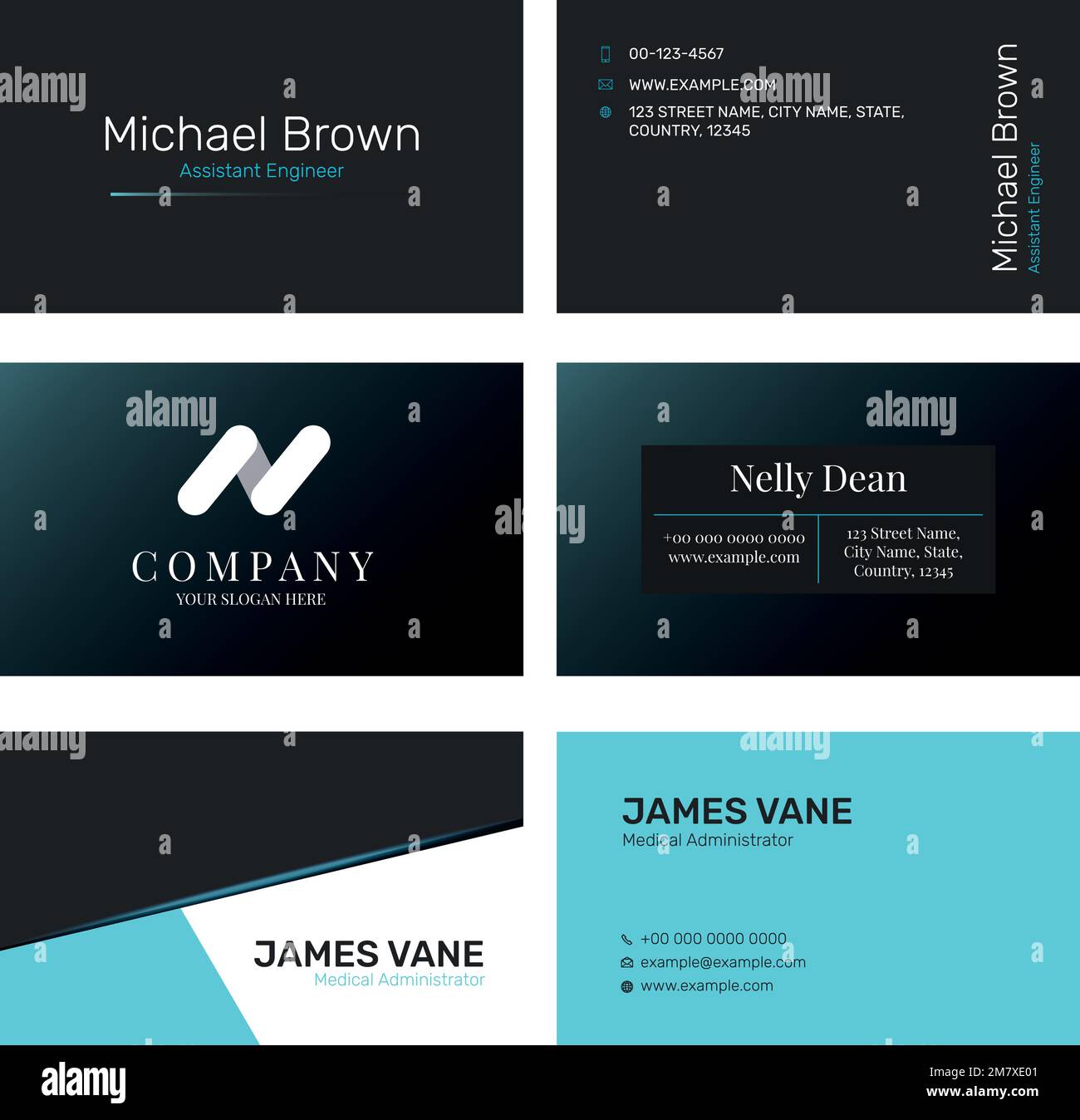 Editable business card template vector modern design collection Stock ...