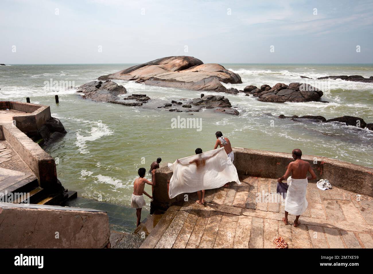 Kanyakumari, India-September 10, 2012. Pilgrims visiting a memorial ...
