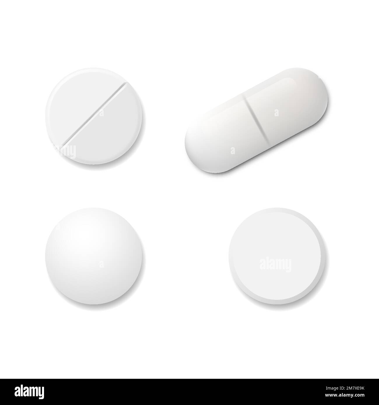 Realistic set pills isolated on white background. Vector illustration ...