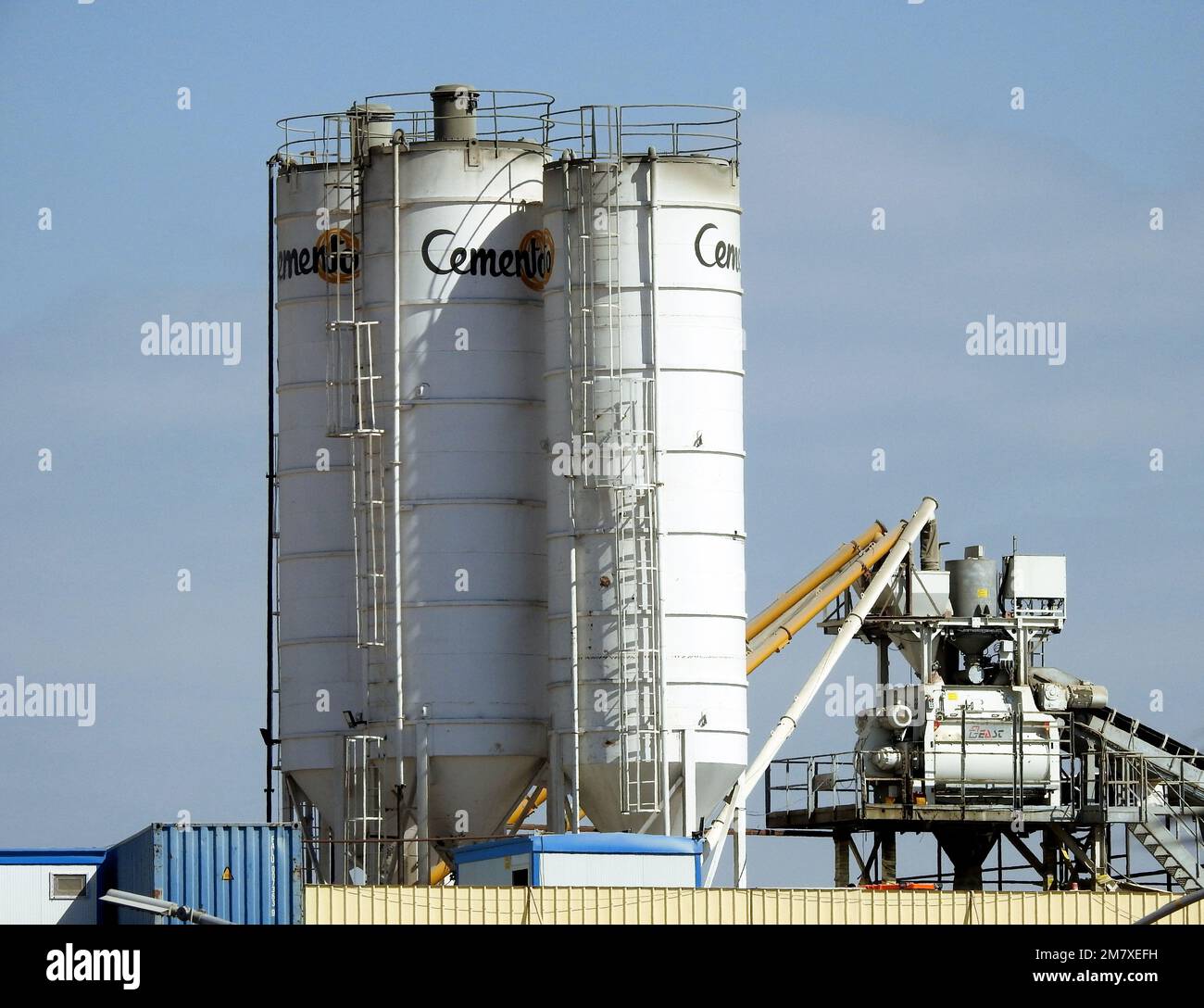 Giza, Egypt, March 28 2021: compact concrete batching plant equipment ...