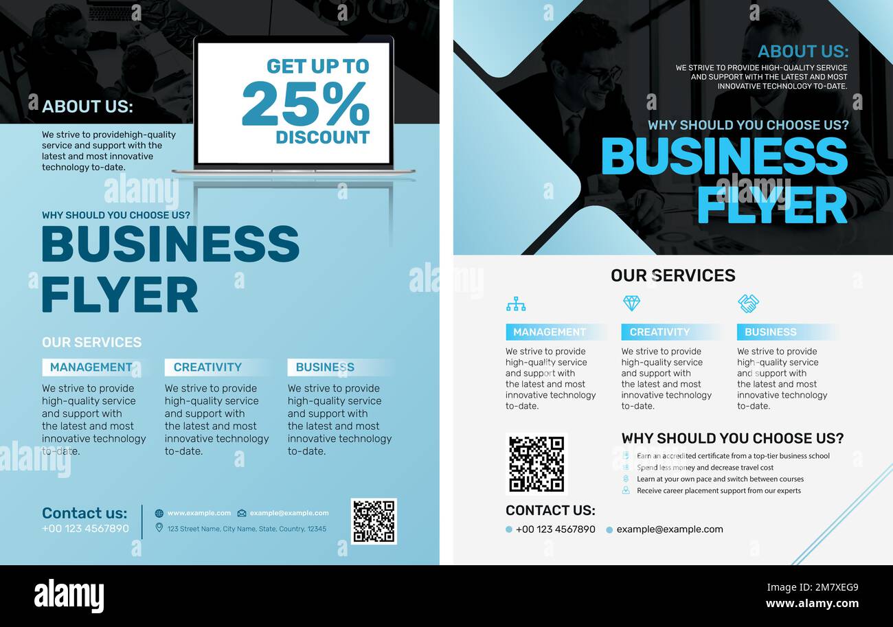 Blue business flyer templates vector in modern design Stock Vector ...