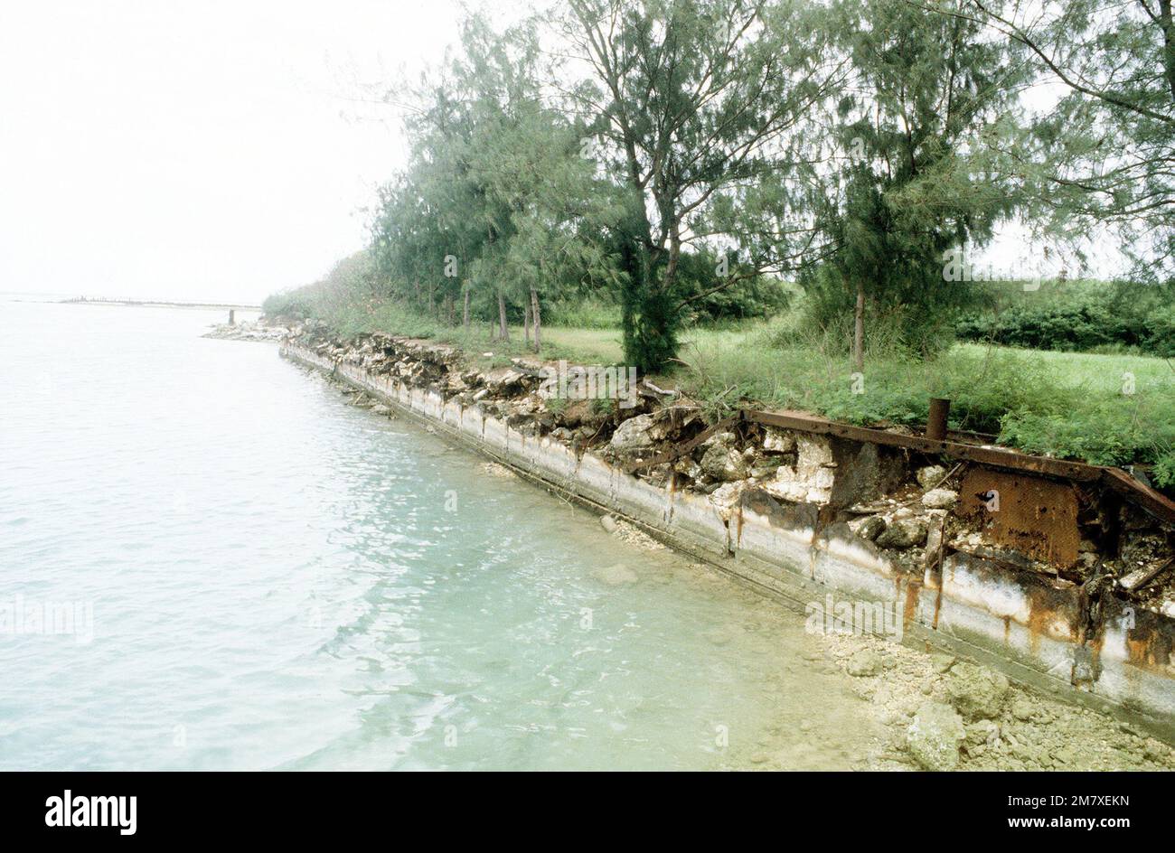 A view of the deteriorated north sea wall during Exercise Kennel Bear ...