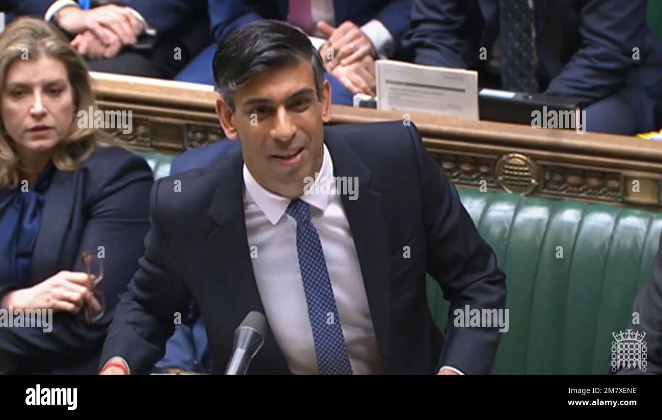 Prime Minister Rishi Sunak speaks during Prime Minister's Questions in ...