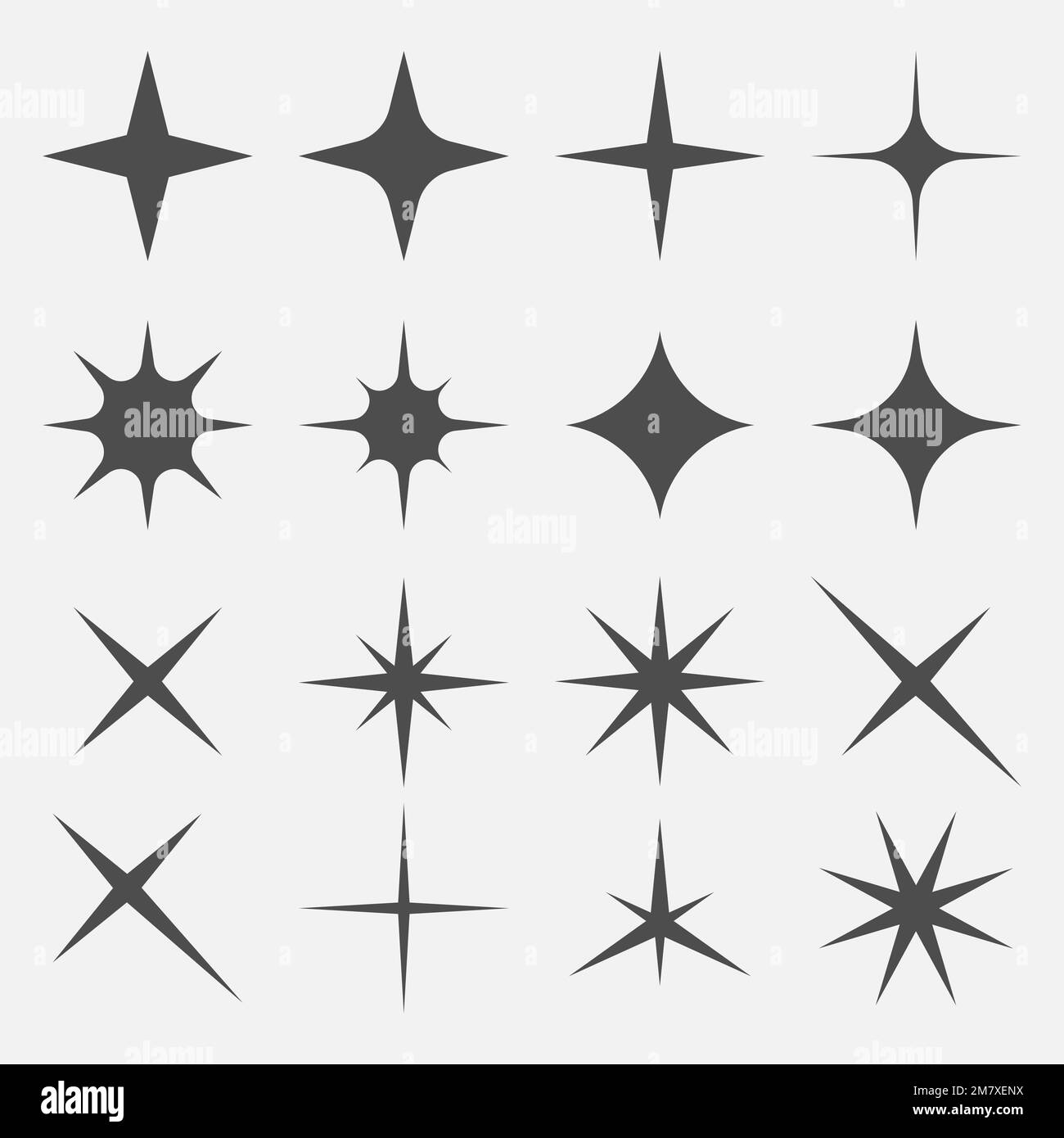 Twinkling star set isolated on white background. Vector illustration ...