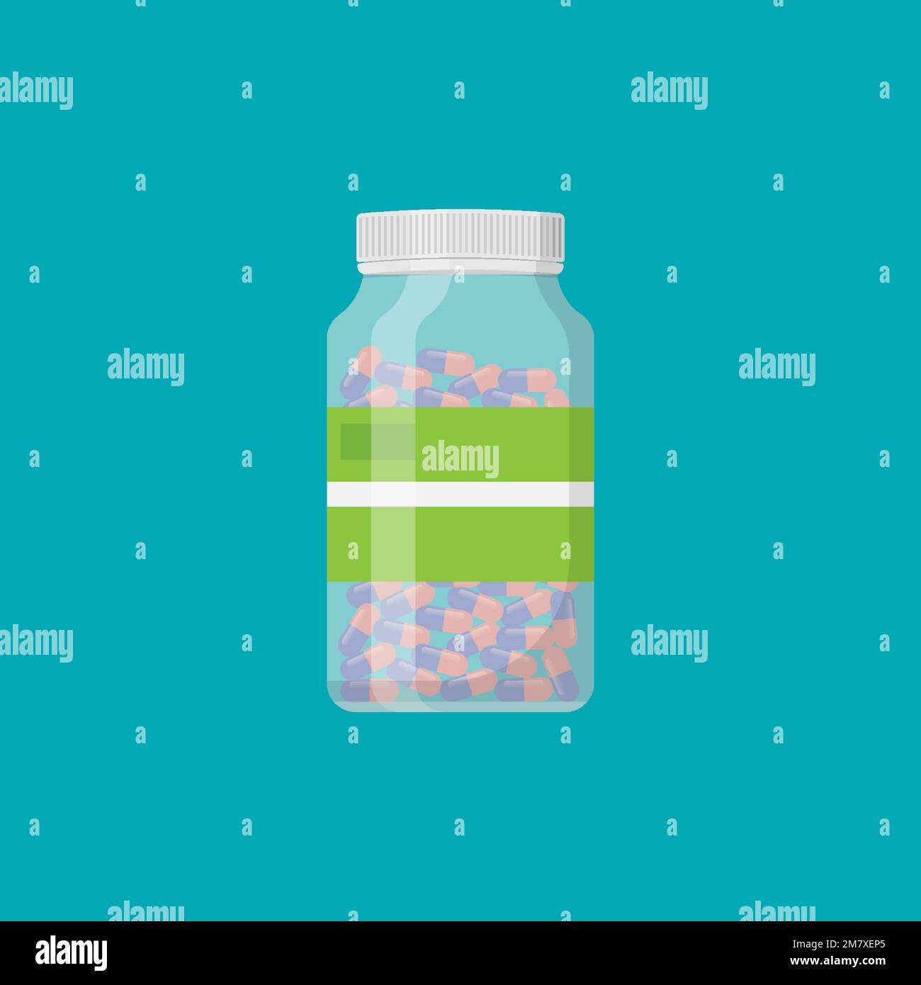 Pill bottle with capsule pills isolated on white background. Vector ...