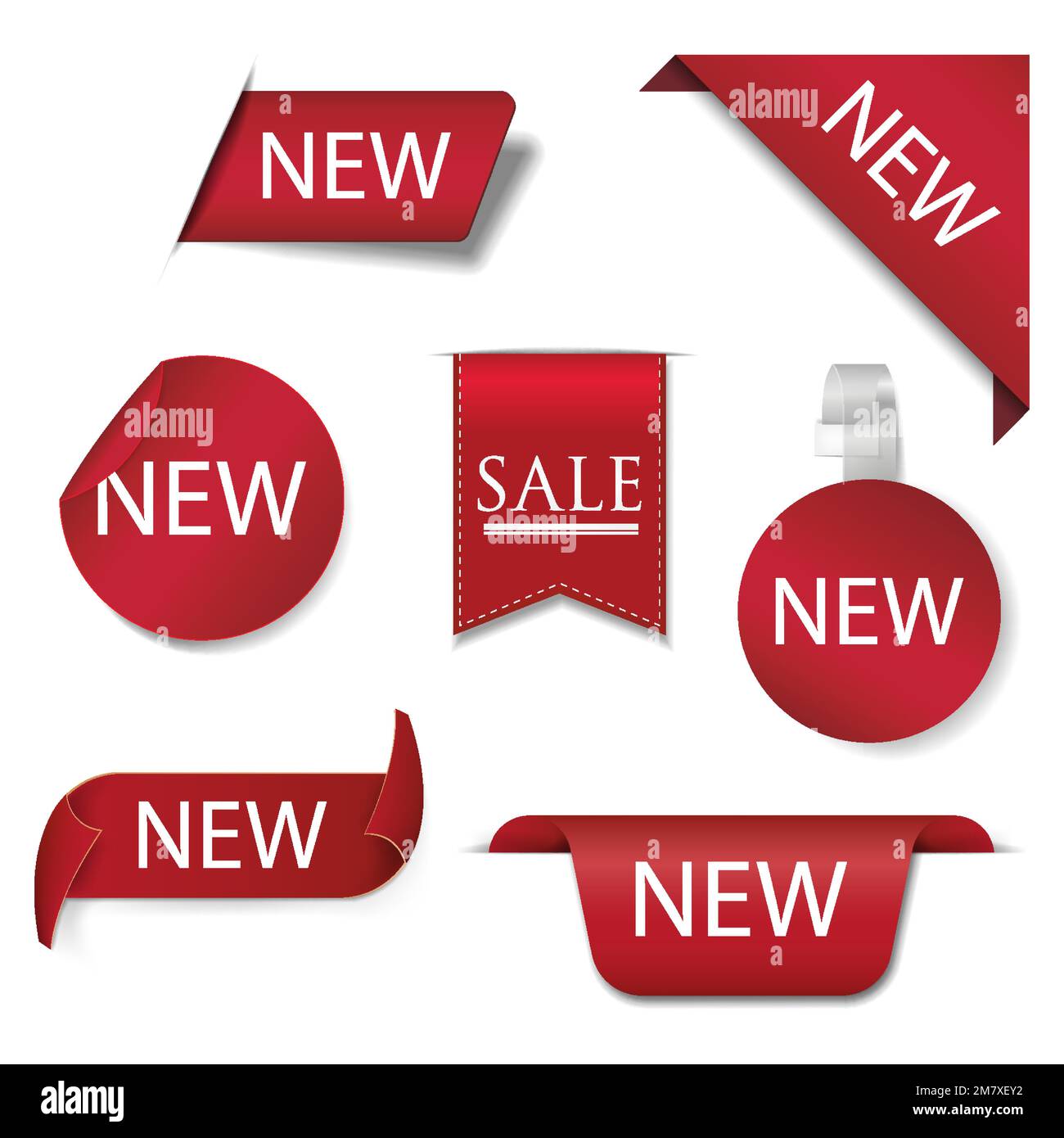 New tag ribbon and banner isolated on white background. Vector ...