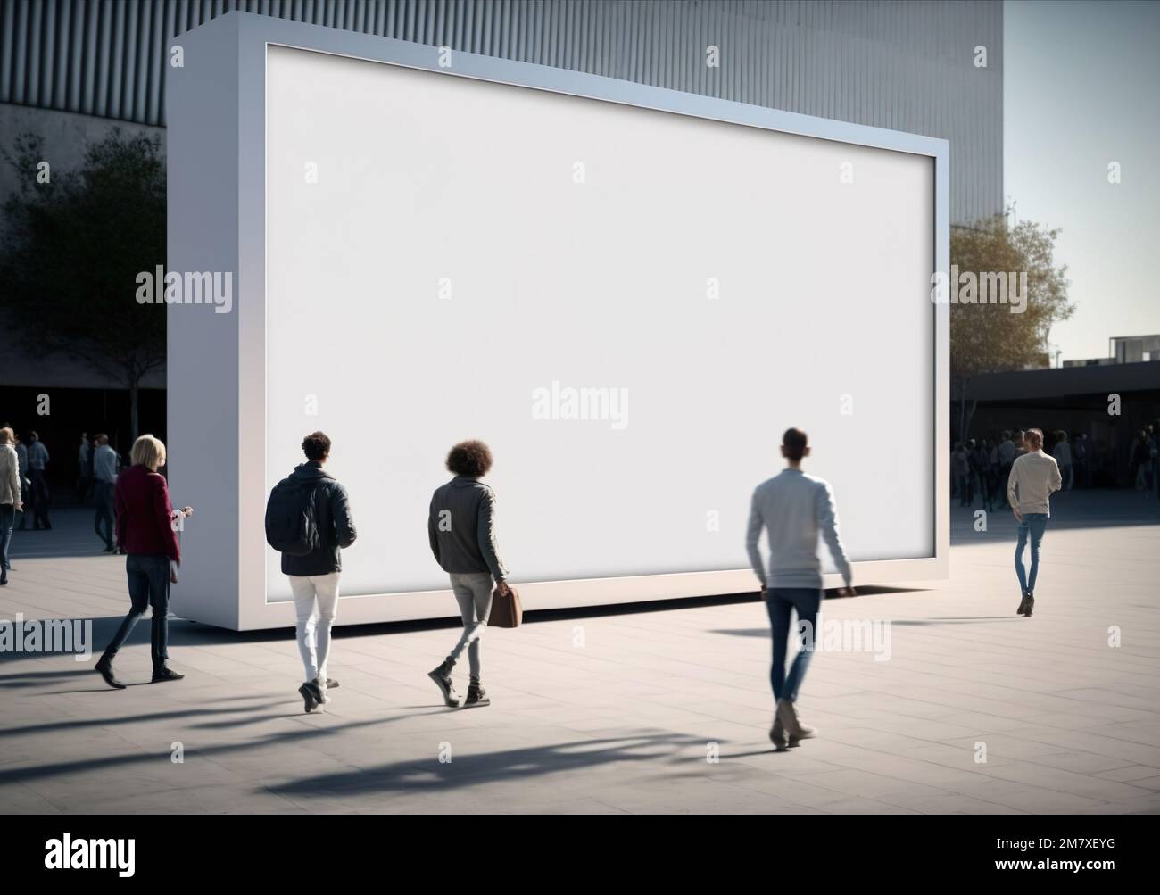 Clear billboard on city street with blank copy space screen for ...