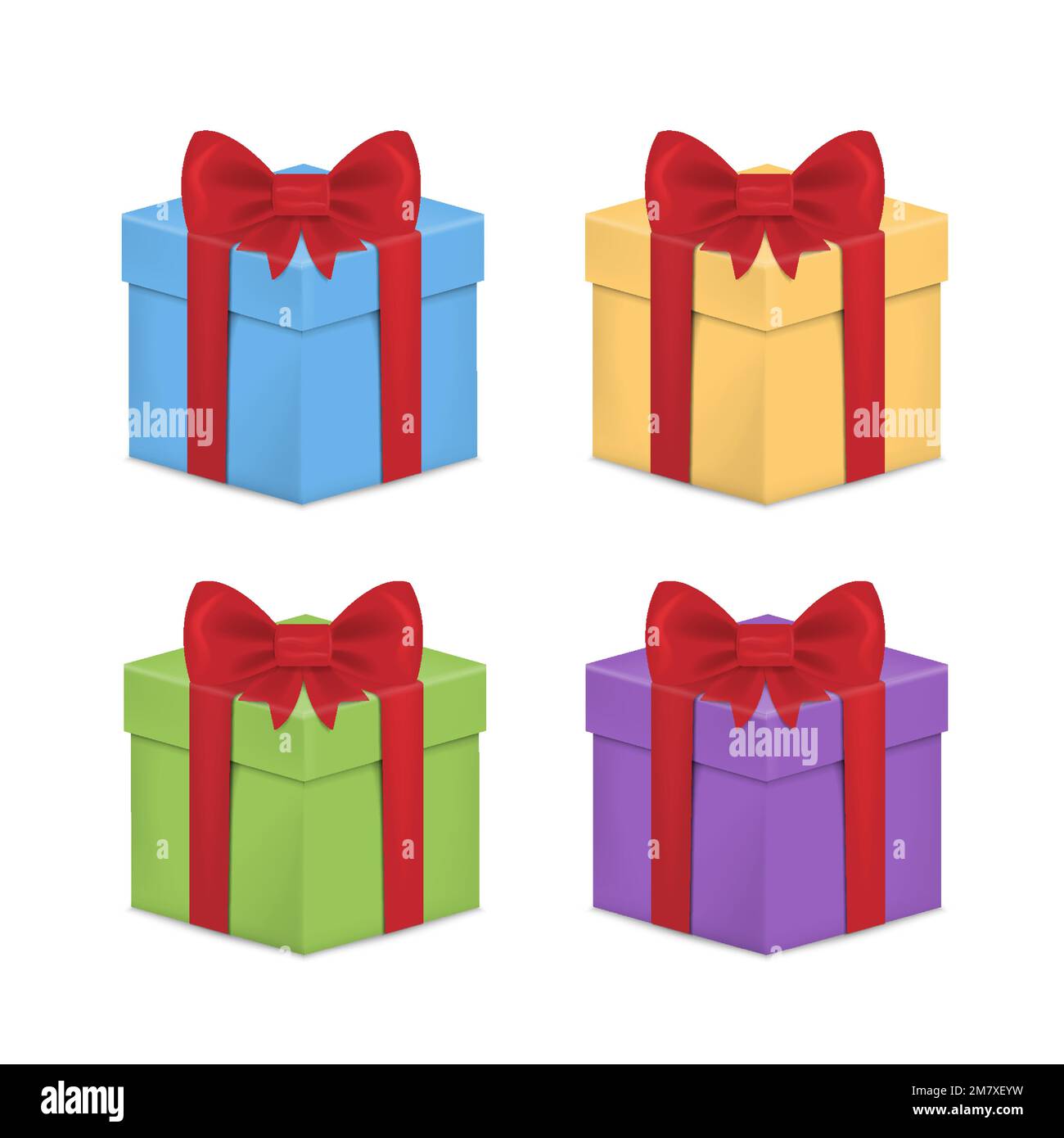 Set of Gift box with ribbon and Bow. Vector illustration. Eps 10 Stock ...