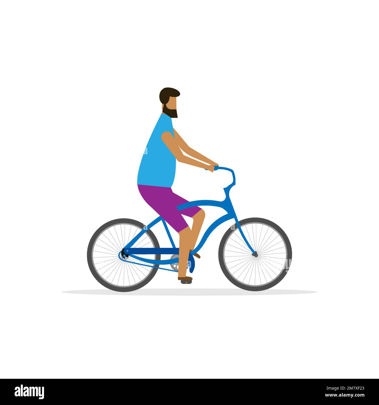 Man riding a bike isolated on white background. Vector illustration ...
